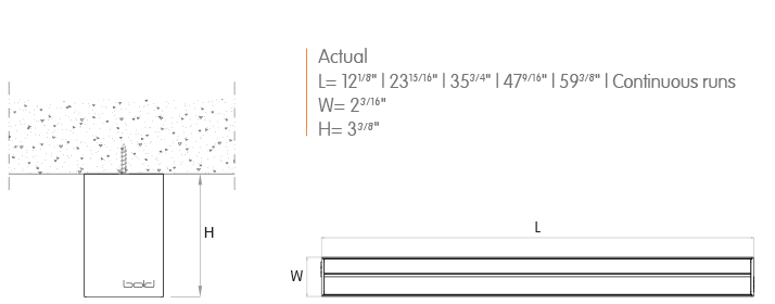 Billet Indoor Stealth Reflector by Bold | Wallwasher Surface Mounted